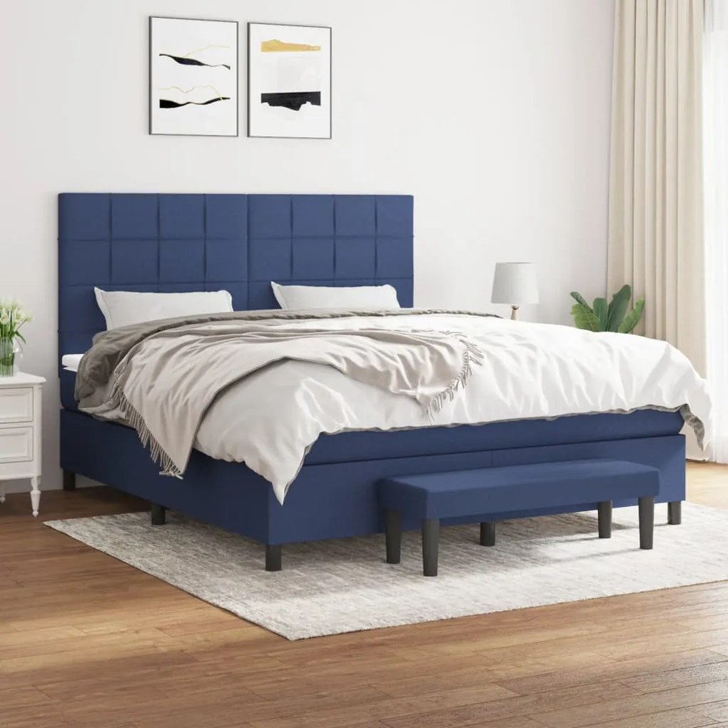 Box spring postel s matrací modrá 180x200 cm textil 3136619