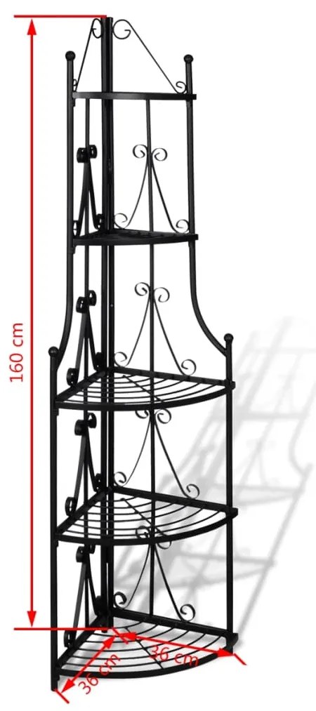 vidaXL Marketos Rohový stojan na květiny černý