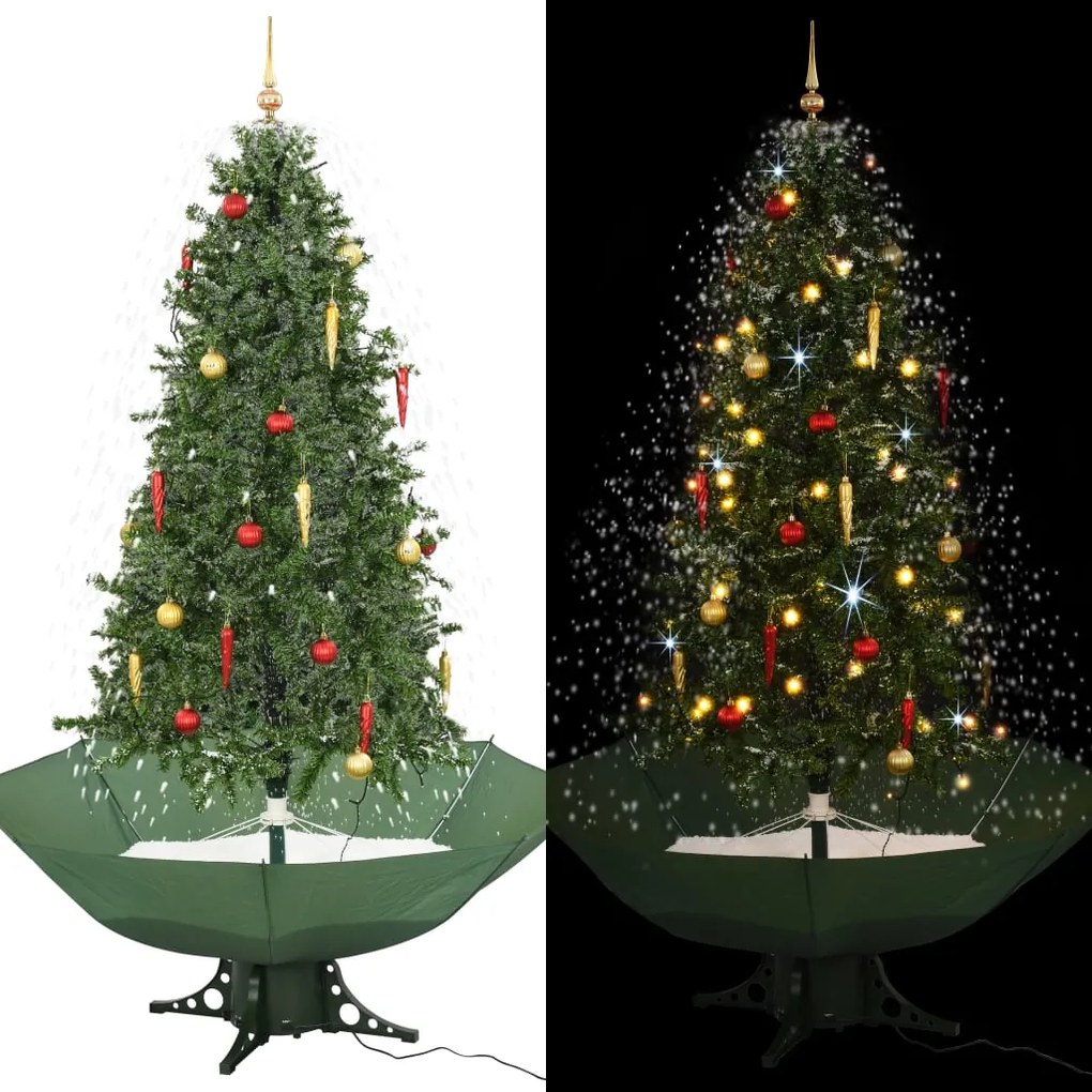 Sněžící vánoční stromeček s deštníkovým stojanem zelený 190 cm,  284337