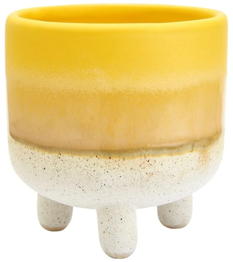 Žluto-bílý květináč Sass & Belle Bohemian Home Mojave, ø 7,5 cm