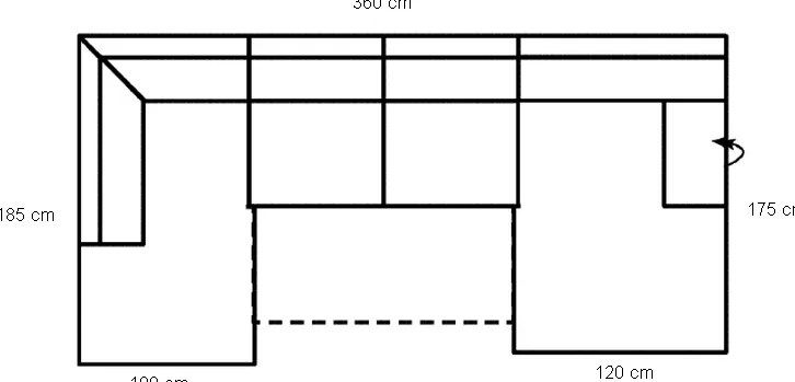 Sedací souprava Hugo U, šedo-hnědá látka, s rozkladem