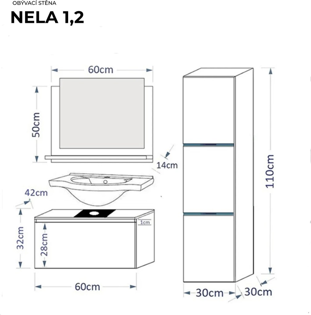 Ral Koupelnová stěna NELA 2 - Bílý lesk