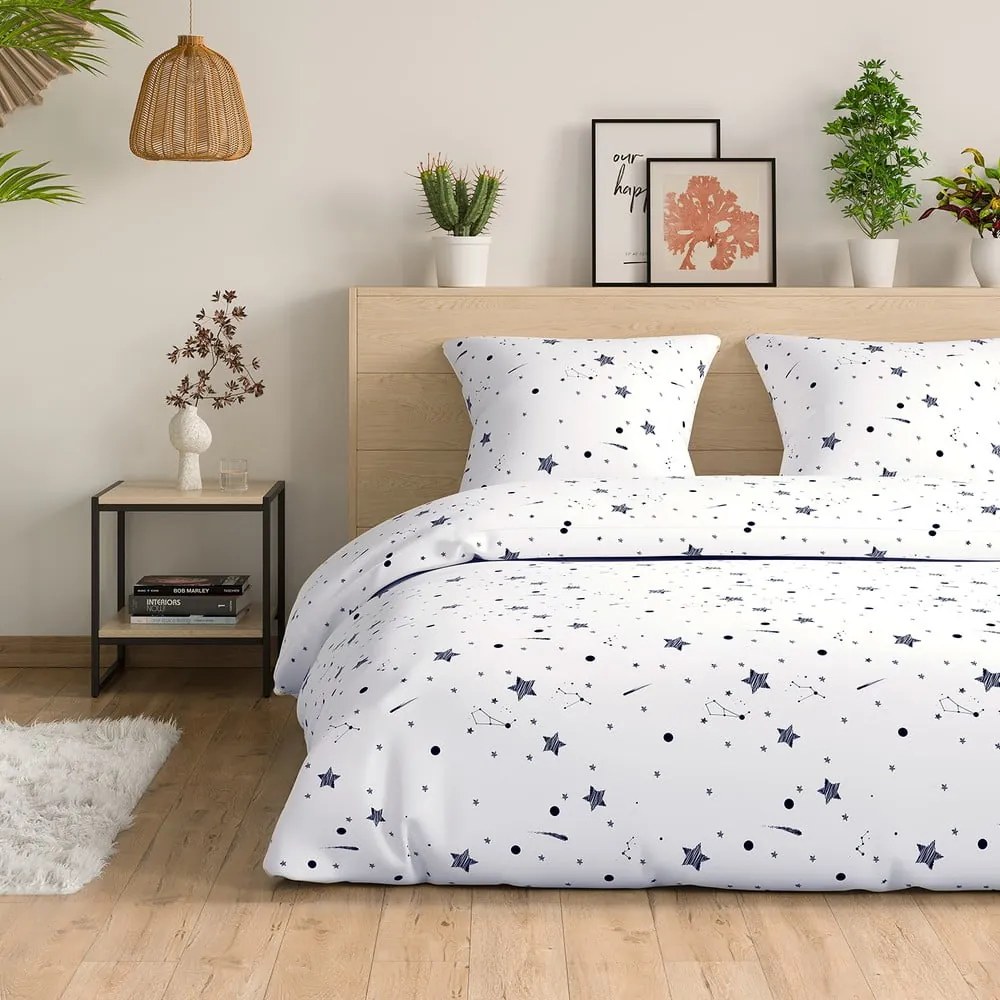Lenjerie de pat dublu din bumbac AmeliaHome Averi Constellation, 200 x 200 cm