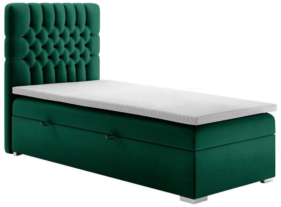 Luxusní jednolůžková postel MILANIA 80x200 cm Pravá Zelená