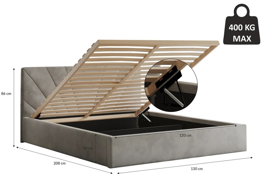 Postel LATINA 120x200 růžová s úložným prostorem