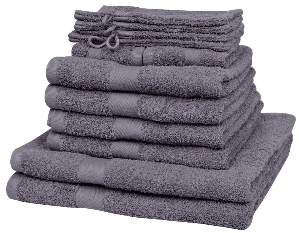 130618 vidaXL Sada ručníků a osušek 12 ks bavlna 500 g/m² antracitová