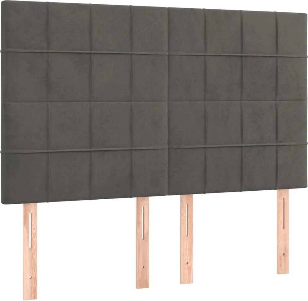 Box spring postel s matrací a LED tmavě šedá 140x200 cm samet 3136126