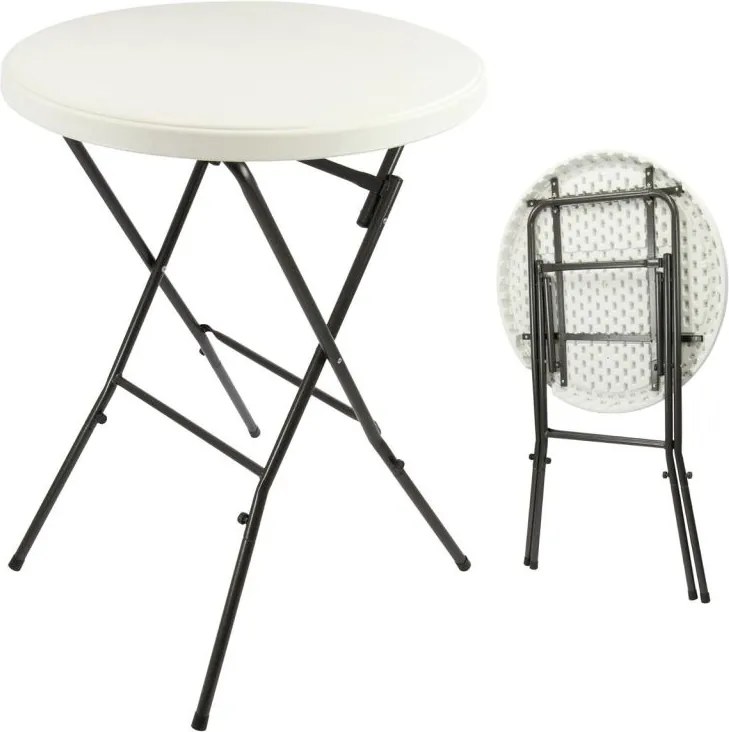 Skládací bistro stůl Ø 80 cm, výška 110 cm, bílý