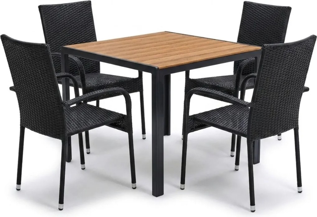 Vikio Zahradní ratanový set 90x90 pro 4 osoby přírodní DT280P