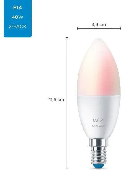 SADA 2x LED RGBW Stmívatelná žárovka C37 E14/4,9W/230V 2200-6500K Wi-Fi - WiZ