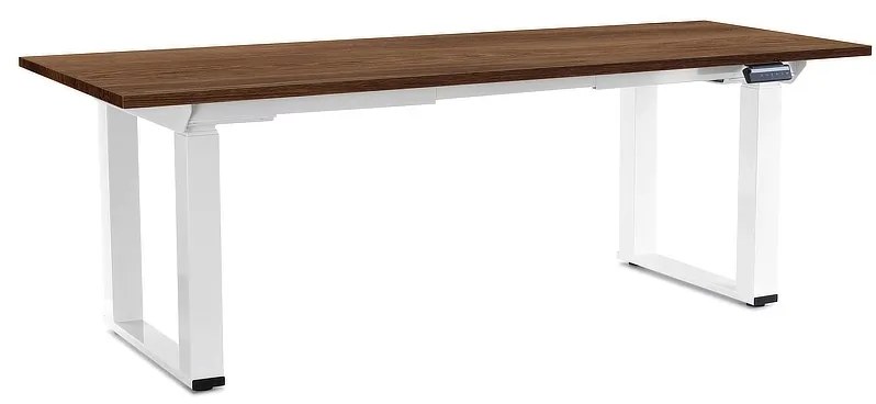 Výškově nastavitelný stůl OfficeTech Strong 200 x 80 cm, bílá podnož, dub silverjack