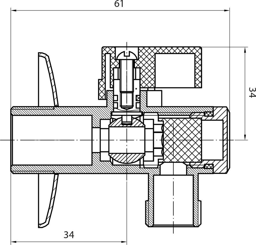 Aqualine rohový kulový ventil 1/2 x 3/8 bez matky s filtrem chrom 5312