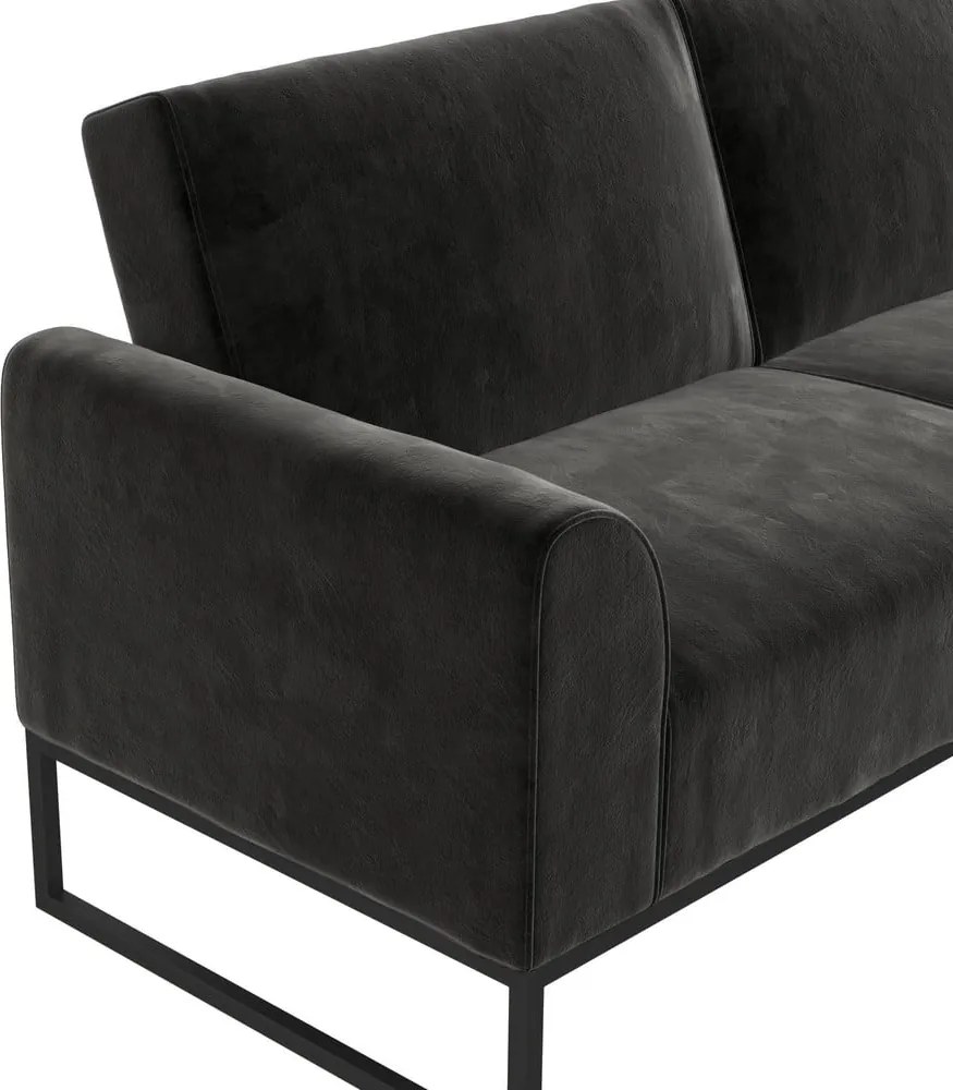 Černá sametová polohovací/rozkládací pohovka 217 cm Adley - II. jakost – CosmoLiving by Cosmopolitan