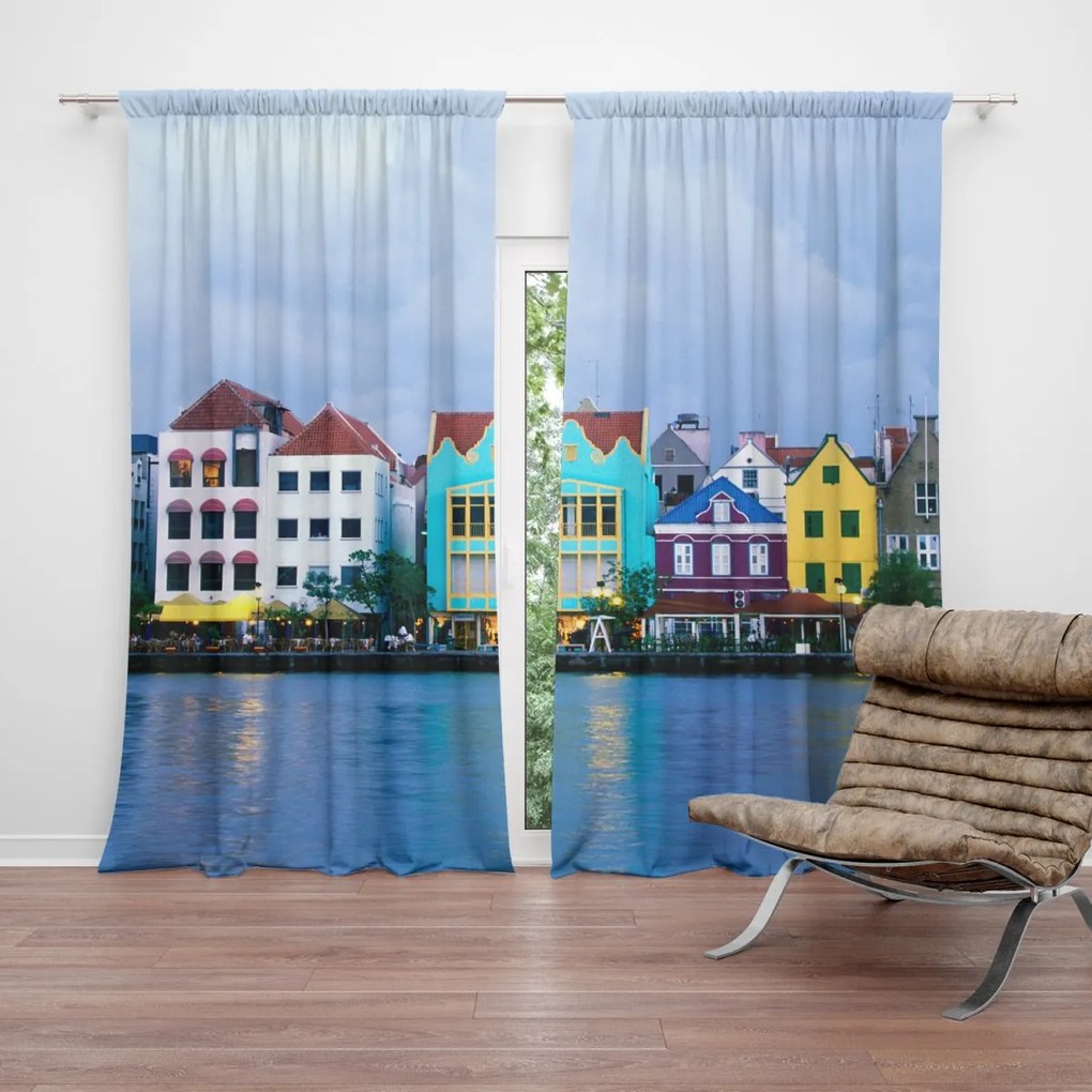 Sablio Závěs Domky u moře: 2ks 140x250cm
