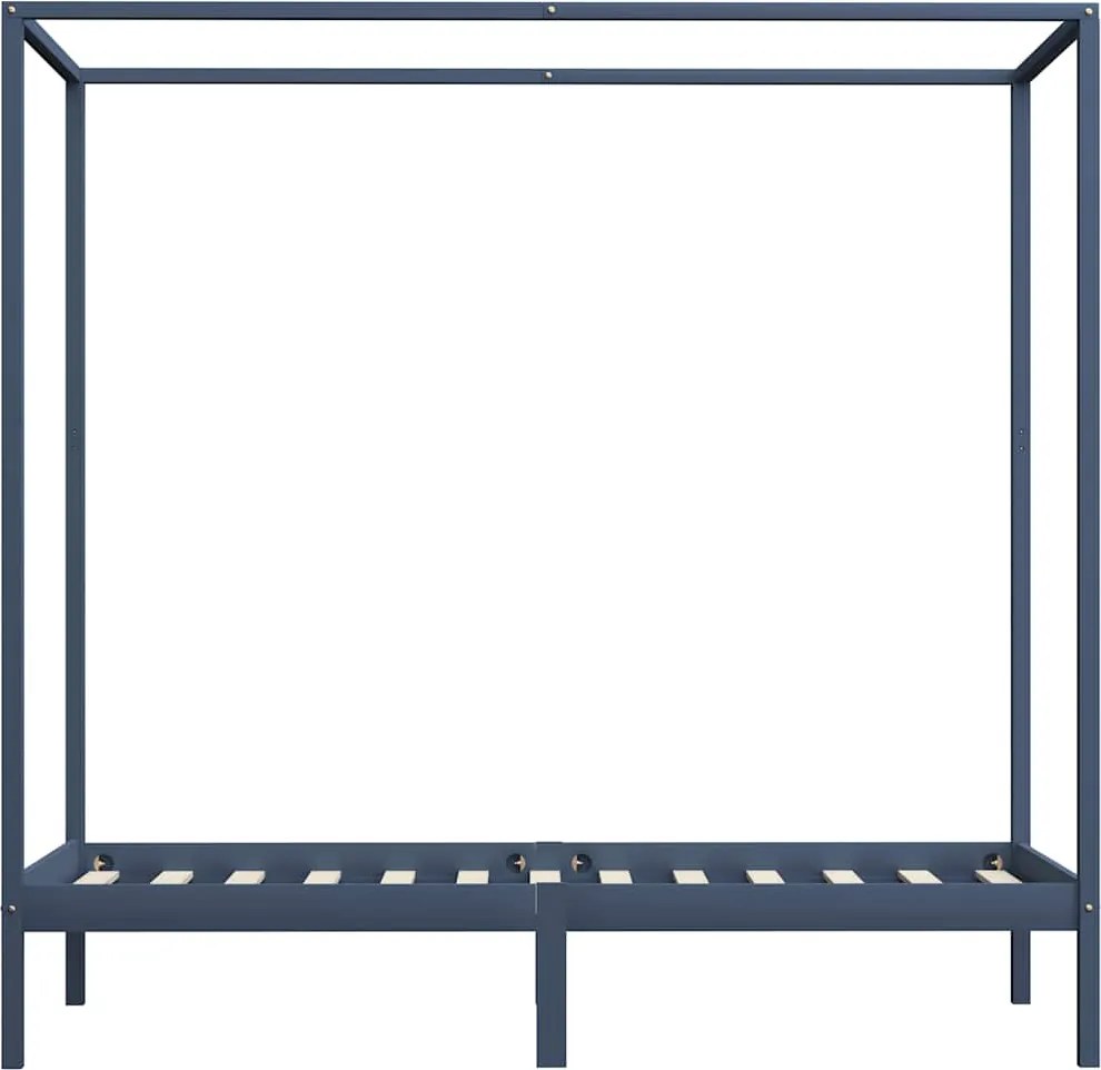 Rám postele s nebesy šedý masivní borové dřevo 90 x 200 cm 283274