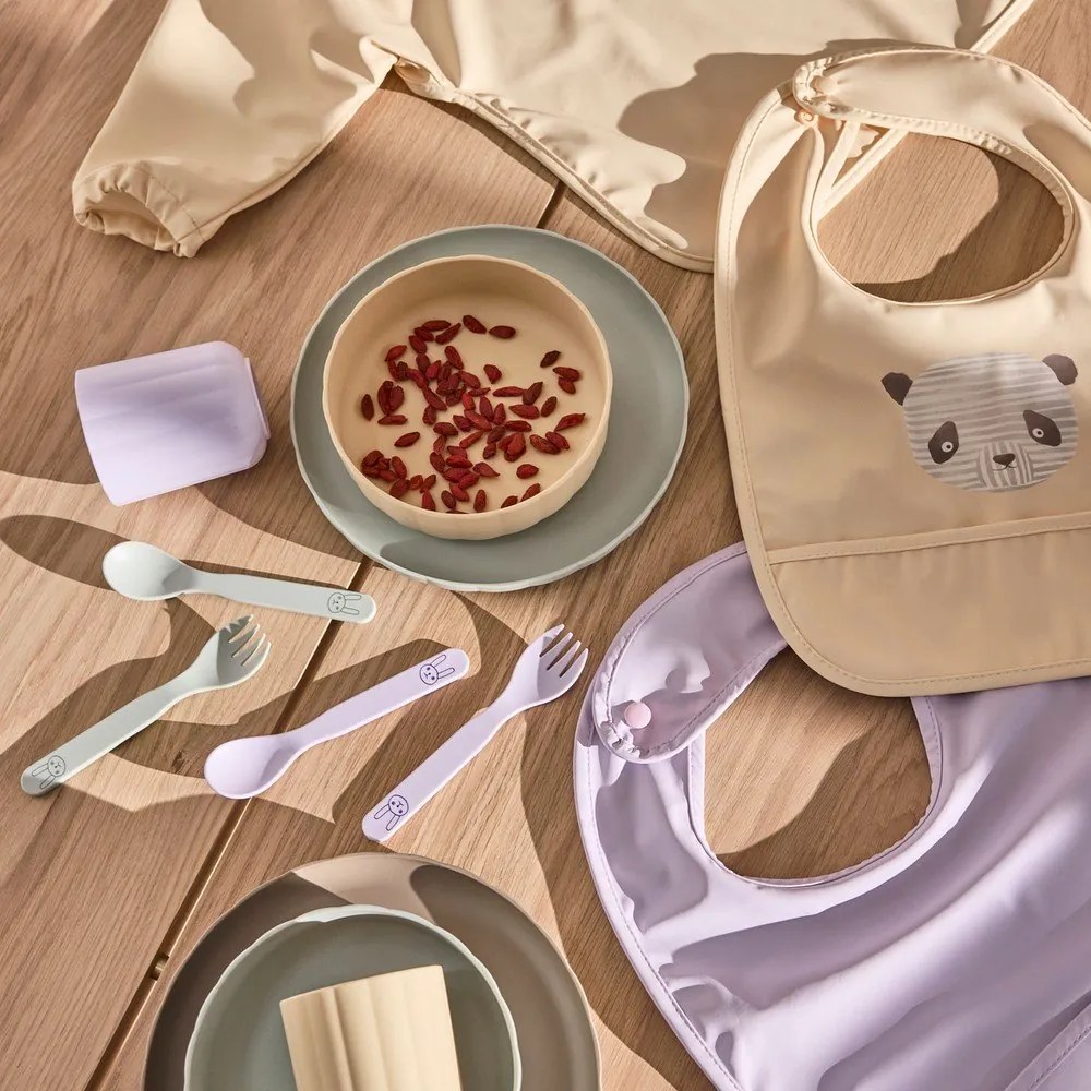 Světle žluté/fialové bryndáky v sadě 2 ks Lun Lun Panda – OYOY Mini