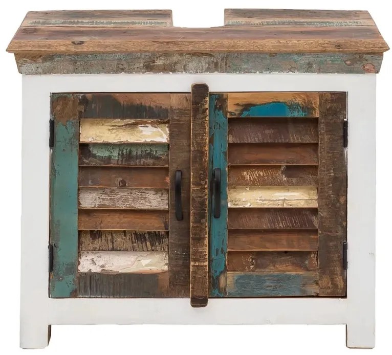 furniture-nabytek.cz - Masivní skříňka pod umyvadlo Perano z recyklovaného dřeva, lakovaná, bílá/barevná