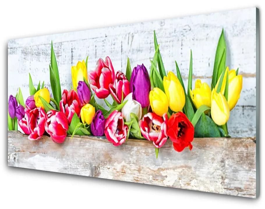 Obraz na skle Tulipány Květiny Příroda 140x70cm