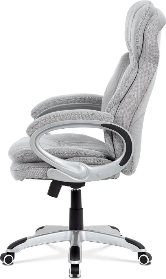 Kancelářská židle, látka, houpací mechanismus, kříž plast stříbrný – opěrák 90°–180° Šedá