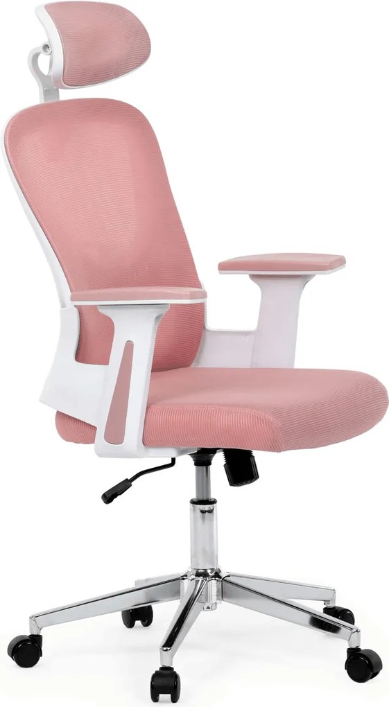 Ergonomická kancelářská židle EMILIE - růžová síťovina