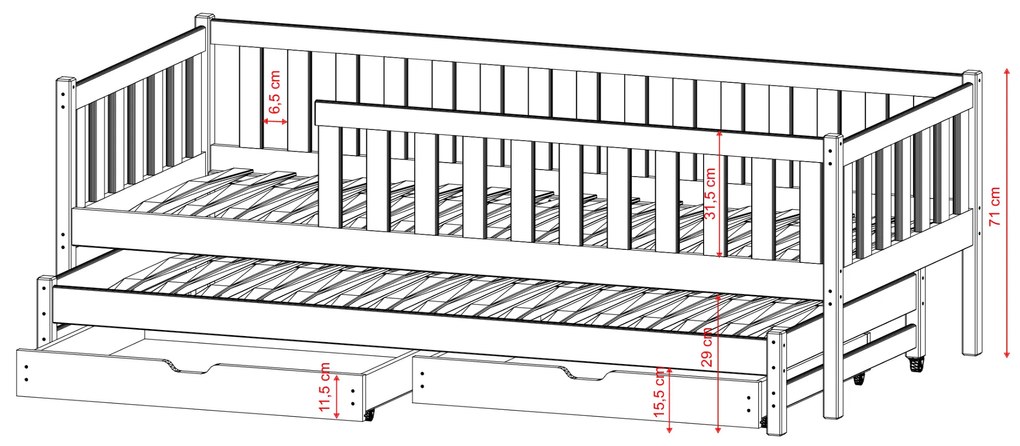 Lano Furniture Dětská rozkládací postel Cola bílá Rozměr (cm): 90x190