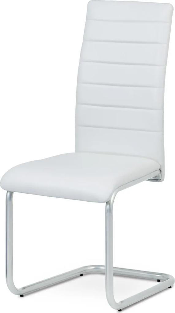 Autronic Jídelní židle DCL-102 WT, koženka bílá / šedý lak
