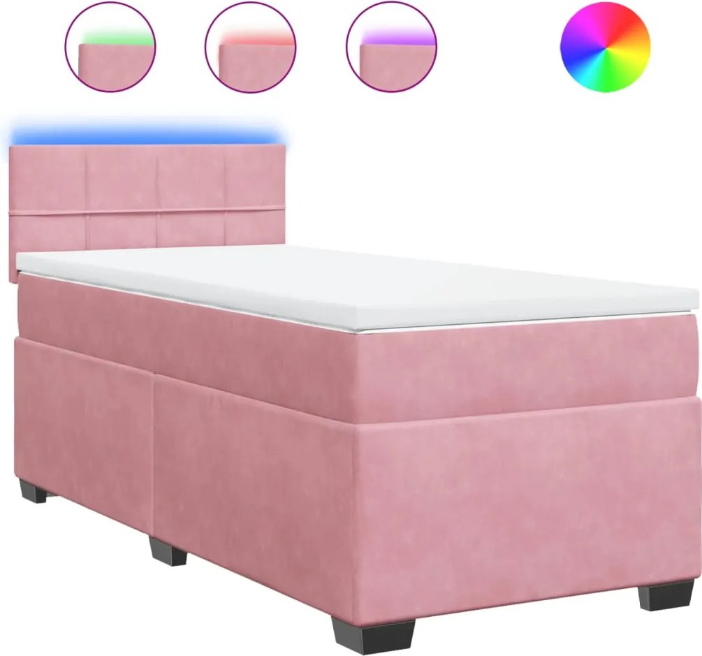 Box spring postel s matrací růžová 100x200 cm samet 3288539