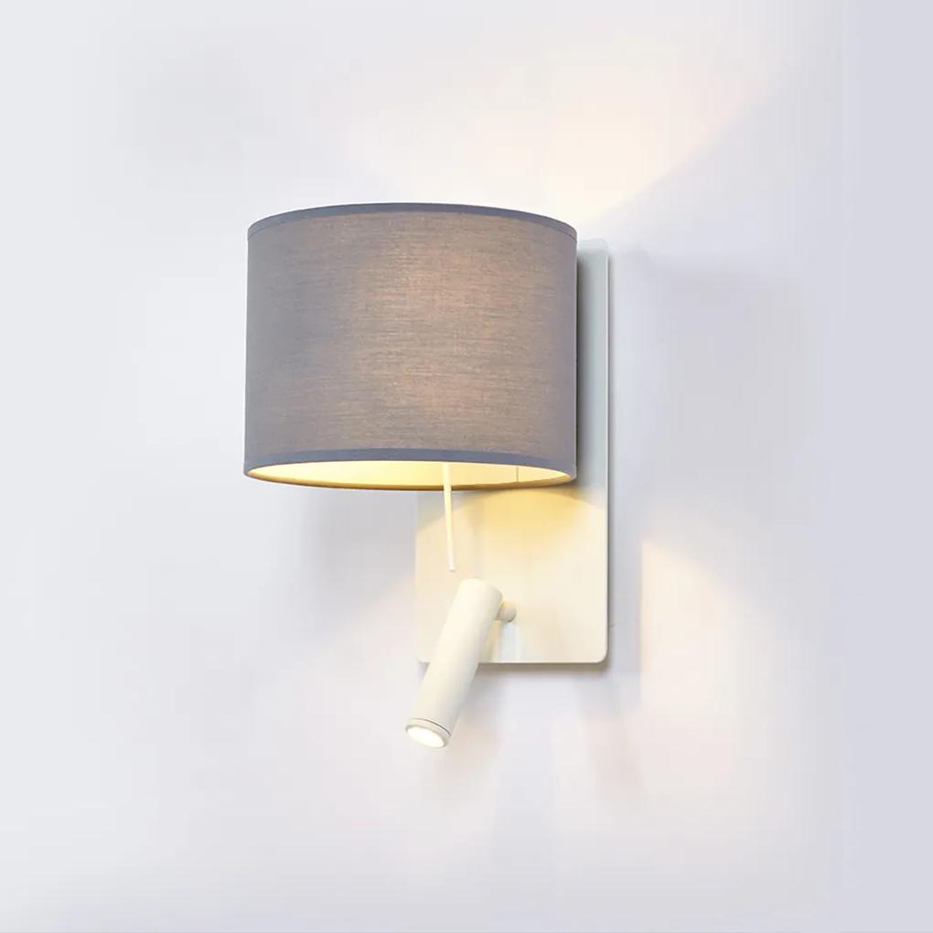 Klasická nástěnná lampička na čtení Rum Reader Vertical Barva stínítka: Šedá, Barva svítidla: Bílá