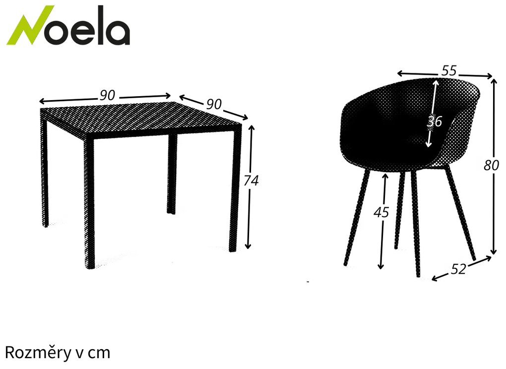 Noela Zahradní jídelní set Viking M + 4x židle Rikke