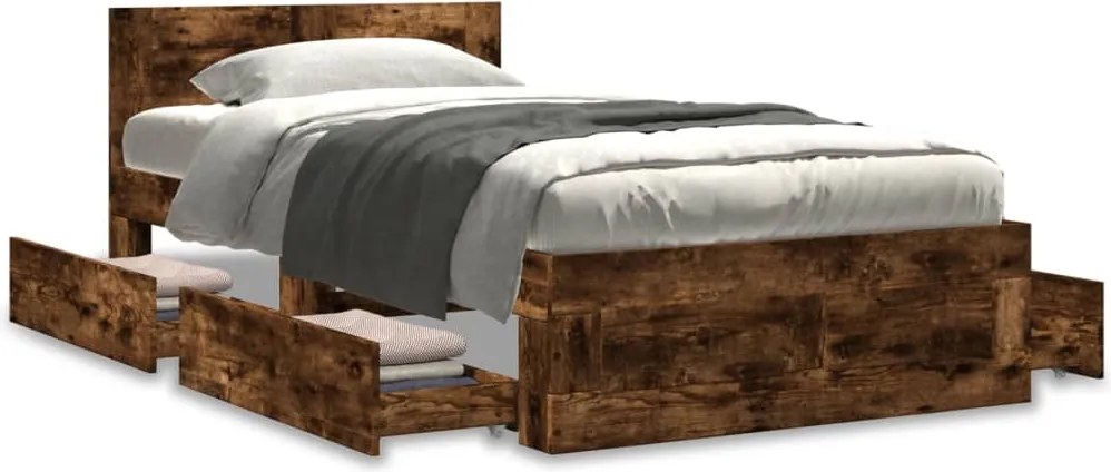 Rám postele s čelem kouřový dub 75 x 190 cm kompozitní dřevo 3295622