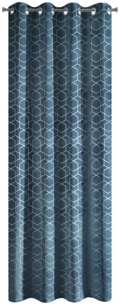 Vzorované dekorační závěsy modré barvy 135 x 250 cm