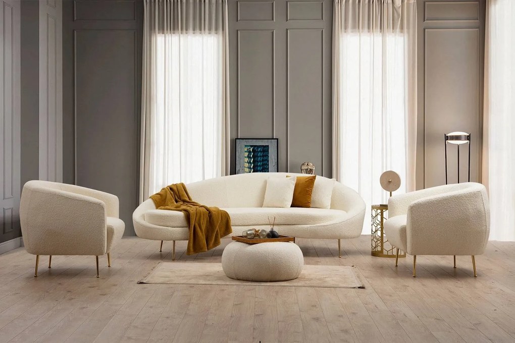 Designová 3-místná sedačka Zeena 255 cm krémová