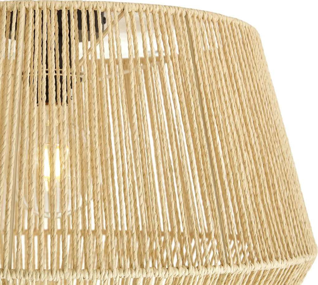 Stropní lampa černá s béžovým lanovým stínidlem 50/50/30 - Cyl