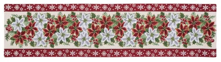 SCANquilt prostírání MOTIV vánoční hvězda bordura červenobéžová běhoun delší strana 100-170 cm