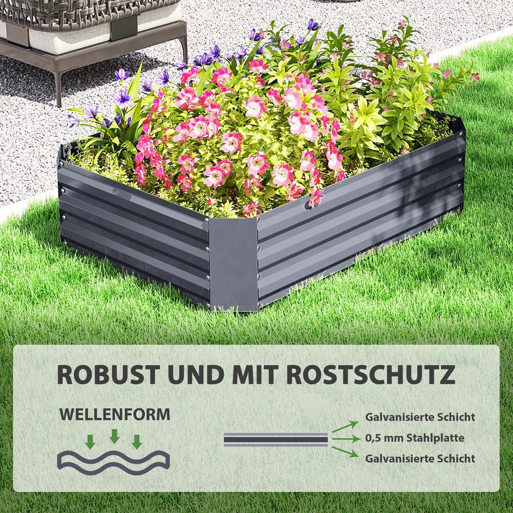 Vyvýšený záhon Outsunny z oceli, studený rám pro pěstování, zahradní květinový box, stohovatelný, pěstební záhon na zeleninu 120x90x30cm pro zahradu …