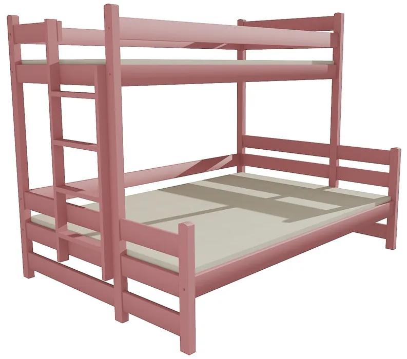 Vomaks Patrová postel s rozšířeným spodním lůžkem PPS 003 100/120 x 180 cm moření ořech vlevo (vyobrazeno)