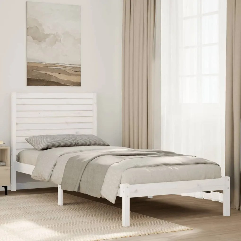 Prodloužený rám postele bez matrace bílý 90 x 220 cm masiv 3309310