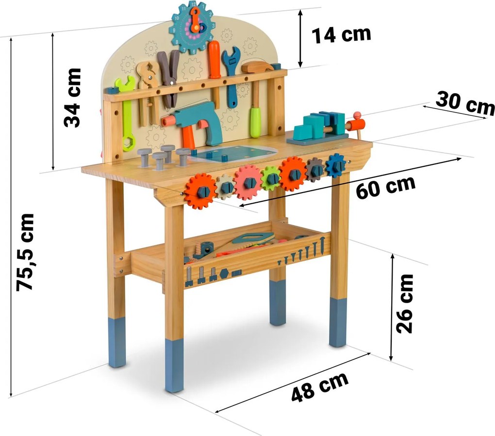 Dětská dřevěná dílna s nářadím RK-876 | Ricokids