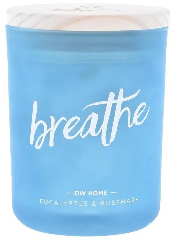 dw HOME Vonná svíčka Yoga - Breathe 425 g, modrá barva, sklo, dřevo, vosk