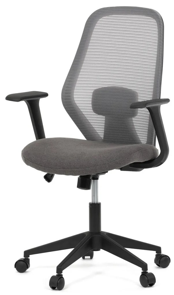 Židle kancelářská, látka šedá, houpací mechanismus, kolečka pro tvrdé povrchy