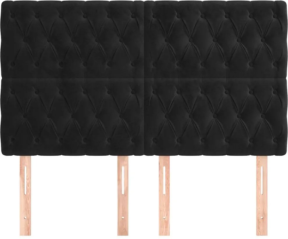 Čelo postele černé 144x7x118/128 cm sametové 3116718