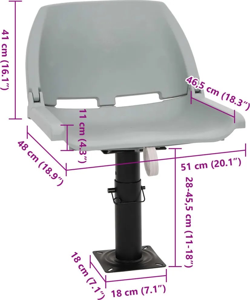 vidaXL 2dílný set skládacího sedadla bez polštáře 48 x 51 x 41 cm [3284274] Barva: Šedá