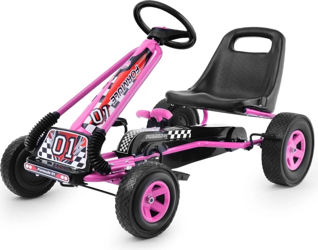 Costway Pedal Go-Kart Pedálové šlapací auto Dětské auto s pedálem Růžové, růžový