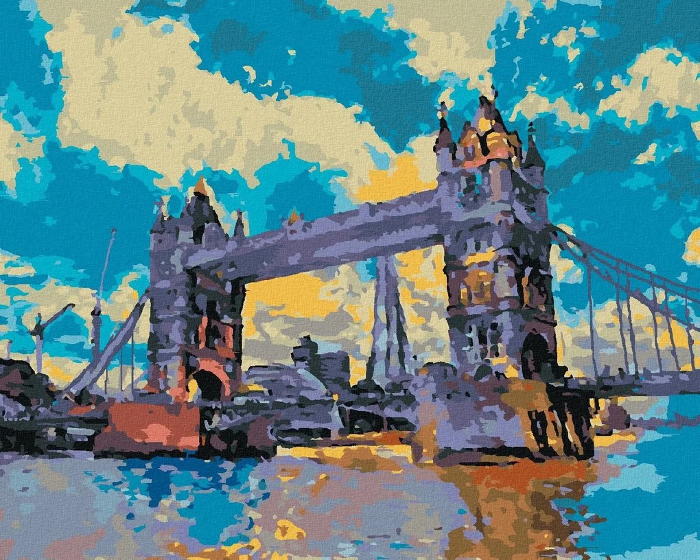 Malování podle čísel tower bridge v londýně, 40x50 cm, bez rámu a bez vypnutí plátna
