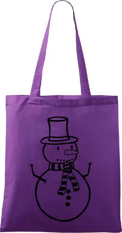Plátěná taška Handy - Sněhulák Barva tašky: FIALOVÁ, Barva motivu: ČERNÁ