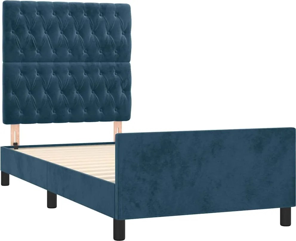 Rám postele bez matrace tmavě modrý 100x200 cm samet 3125926