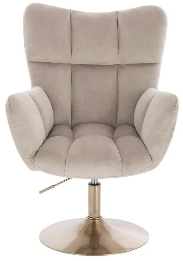LuxuryForm DESIGN Otočné křeslo AURORA VELUR na zlatém talíři - latte