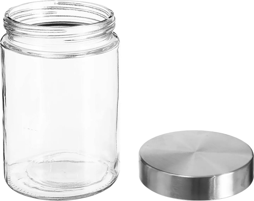 Skleněná nádoba na potraviny s víkem z nerezové oceli, 1200 ml