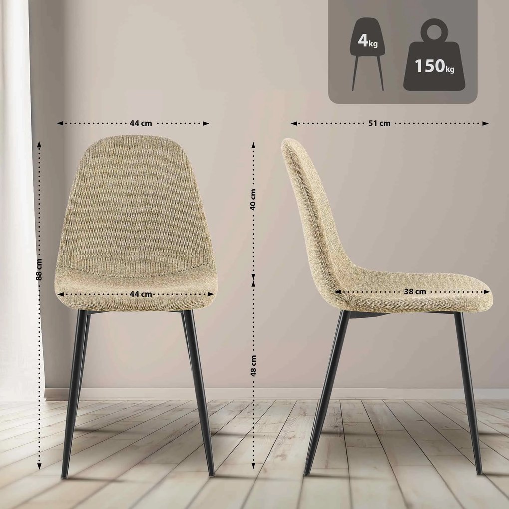 Sada 4 jídelních židlí Napier látka – taupe