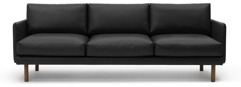 Kožená trojmístná sedačka Emo Barva kůže:: černá, Barva nohou:: tmavý dub